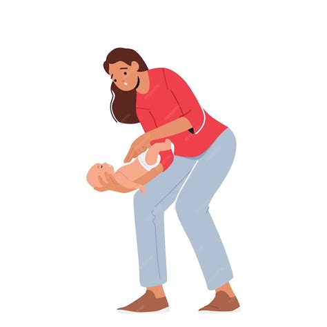 Premium Vector | Emergency First Aid Food Choking Baby Female Character Mother Trying To ...