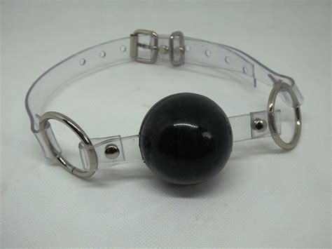 Black Silicon Ball Gag With Pvc Clear Strap Lockable Vegan Aag Store