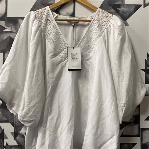 Witchery Womens Size 16 White Linen Blend Top New S
