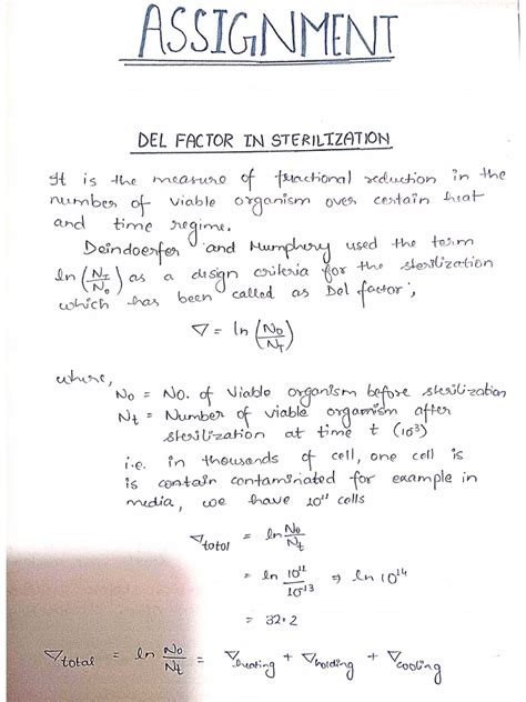 Assignment Del Factor Derivation Wrt Sterilization Pdf