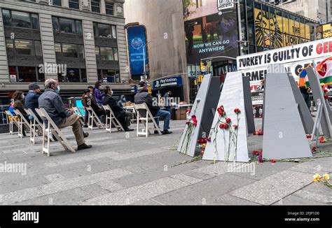 New York Ny April 25 2021 People Rally On Times Square To