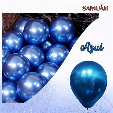 Balão Bexiga Metalizado Várias Cores N9 C 25 Unidades Cor Azul