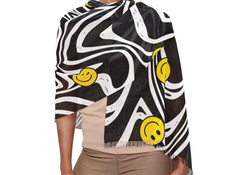 Trippy Smiley Face Trance Pashmina Abstract Psychedelic Boho Raver