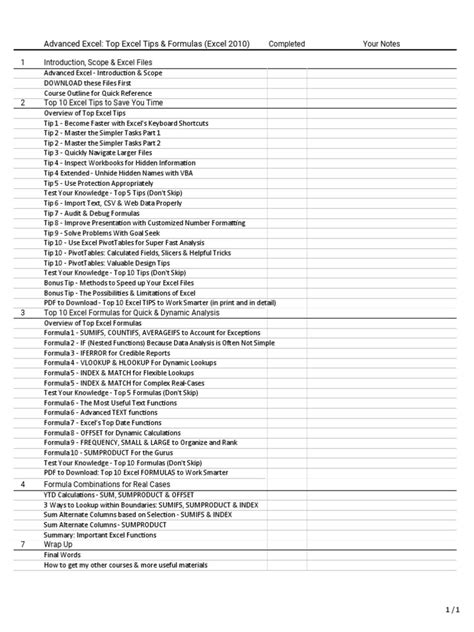 003 Detailed Course Outline Excel Advanced Pdf Microsoft