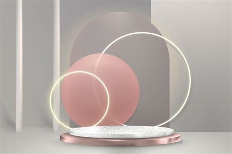 연단과 네온 링이 있는 고급 3d 제품 디스플레이 Psd 무료 Psd 파일