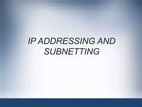 ip address and subnetting ppt