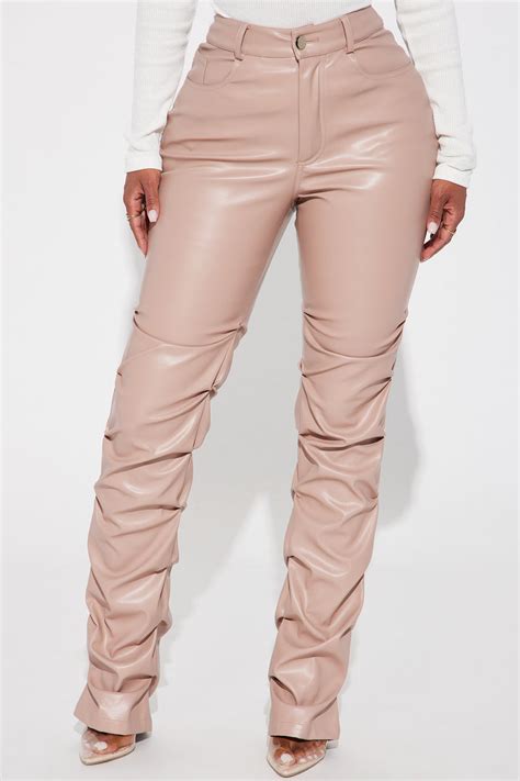 Laying Low Faux Leather Stacked Pant Nude Fashion Nova Pants