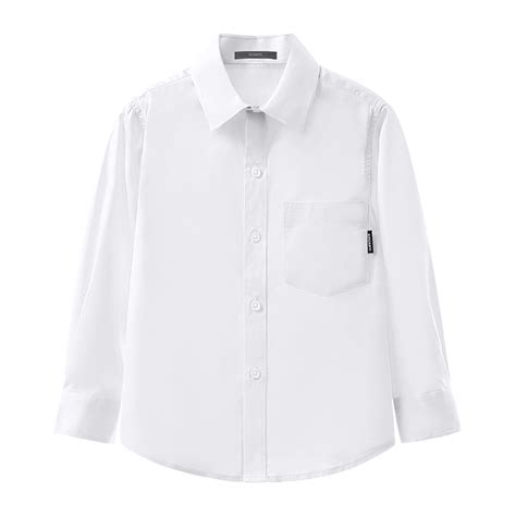罗蒙儿童白衬衫男童纯棉白色衬衣春秋中大童小学生校服表演服上衣虎窝淘