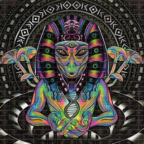 E T Gyptian By Tripsy Lou Signed Limited Edition Lsd Blotter Art Print Key Z Productions