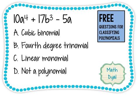 Free Multiple Choice Questions And Notes For Classifying Polynomials Polynomials Teaching
