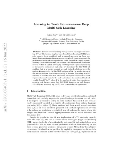 Pdf Learning To Teach Fairness Aware Deep Multi Task Learning