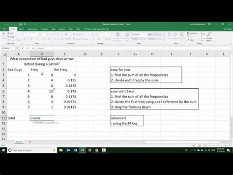 relative frequency histogram on excel