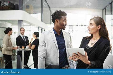 Business People Teamwork And Tablet In Office Building Or Digital