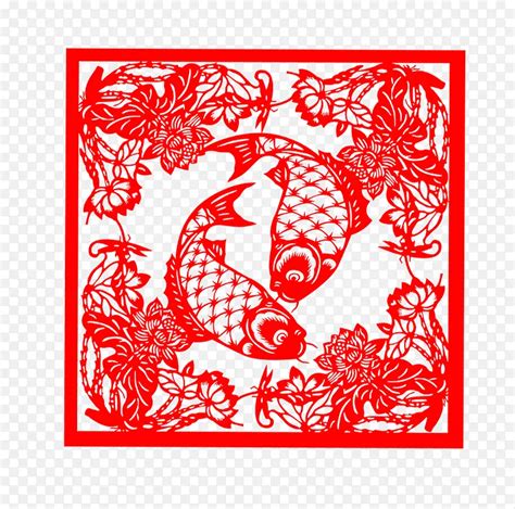 年年有余的喜庆剪纸PNG图片素材下载 图片编号qbarrjzo 免抠素材网
