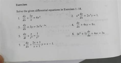 Exercisessolve The Given Differential Equations In Exercises 1 181 Dx