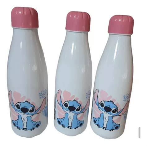 Kit 2 Garrafas Stitch 600ml Garrafa Plastica Pet Stitch Rosa