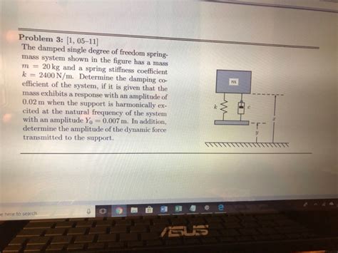 Solved Problem 3 1 05 11 The Damped Single Degree Of Chegg