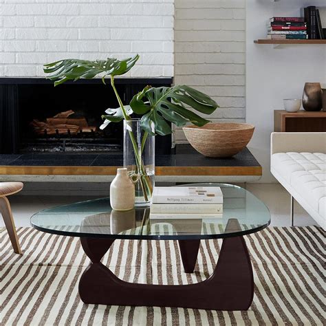 Sainch Triangle Glass Coffee Table With Solid Wood Base 0