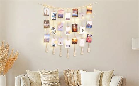 Dahey Macrame Wall Hanging Photo Display With Clips Collage