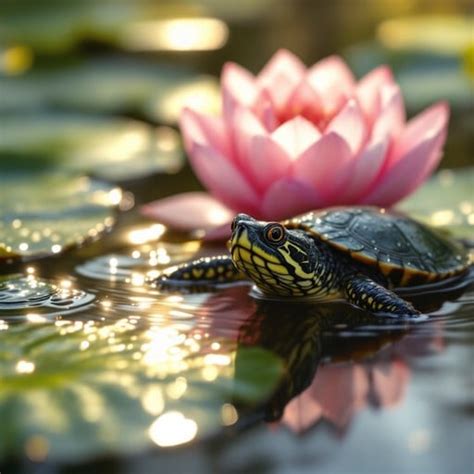 Free Turtle Meets Lotus Image Turtle Lotus Nature Download At