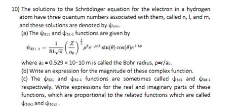 Solved The Solutions To The Schrödinger Equation For The