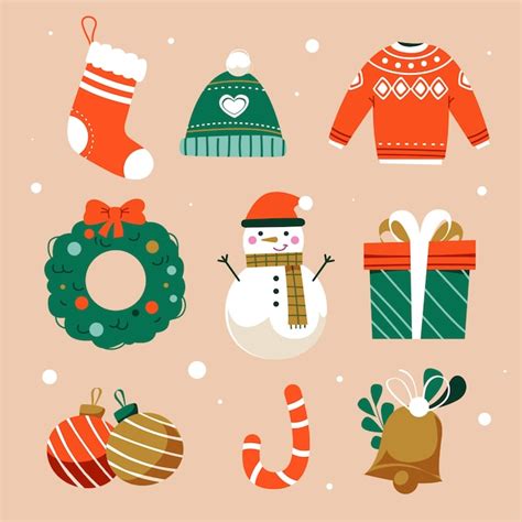 Premium Vector Flat Christmas Elements Collection Premium Vector Flat Christmas Elements Collection