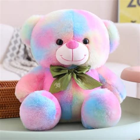 Storio Toy Cute Rainbow Colored Huggable Teddy Bear 30 Cm Plushie