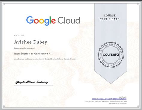 Earned Gen Ai Certificate From Coursera Avishee Dubey Posted On The Topic Linkedin