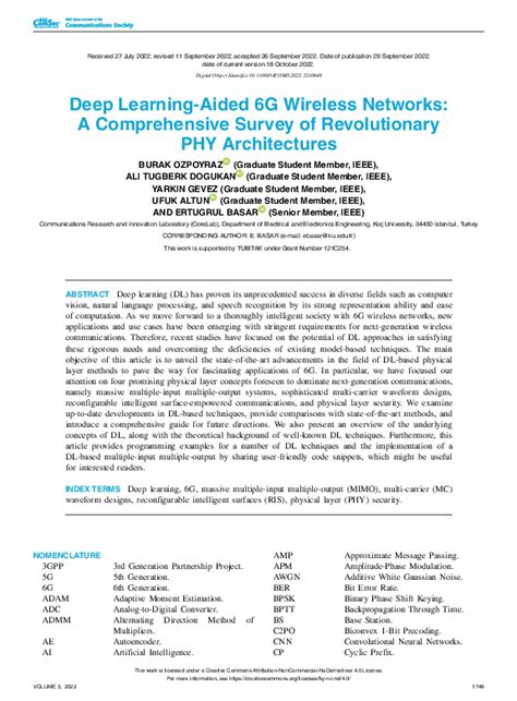 Pdf Deep Learning Aided 6g Wireless Networks A Comprehensive Survey