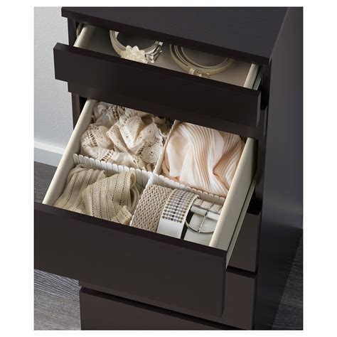 Malm Chest Of 6 Drawers Black Brownmirror Glass 40x123 Cm Ikea Latvija