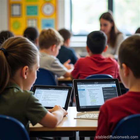 Future Classroom With High School Students Stable Diffusion Online