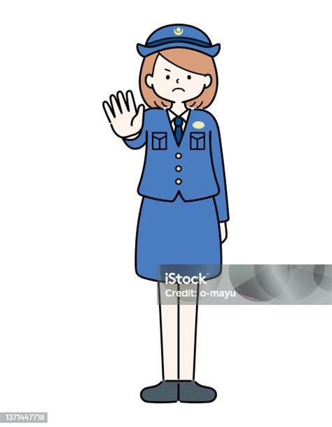여성 경찰관이 중지라고 말하는 그림 공무원에 대한 스톡 벡터 아트 및 기타 이미지 공무원 그만해 손짓 경계 표지 Istock