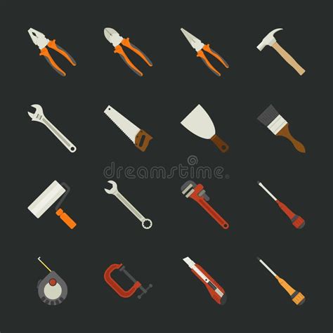 Ensemble D icône D outils De Bricolage Conception Plate Illustration de Vecteur Illustration