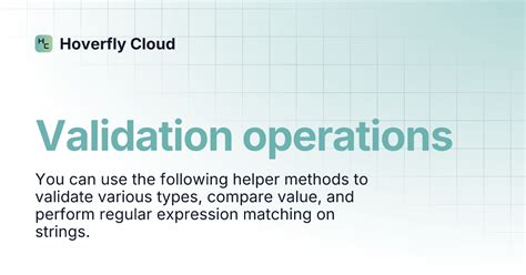 Validation Operations Hoverfly Cloud