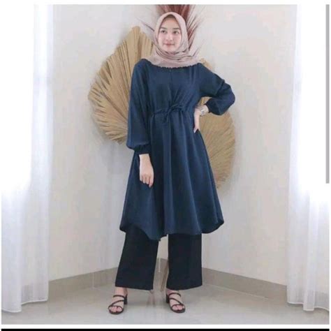 Jual Tunik Muslim Terbaru Tunik Tali Pinggang Serut Pakaian Tunik