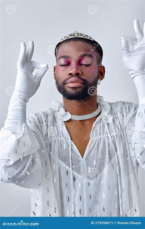 Young Black Cool Funny Gay Man 20s With Make Up Wearing Fashionable