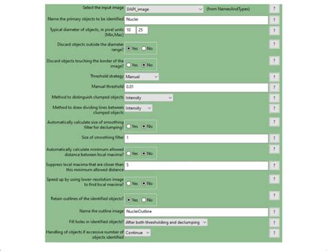 Cellprofiler Identifyprimaryobjects Module Interface Parameters