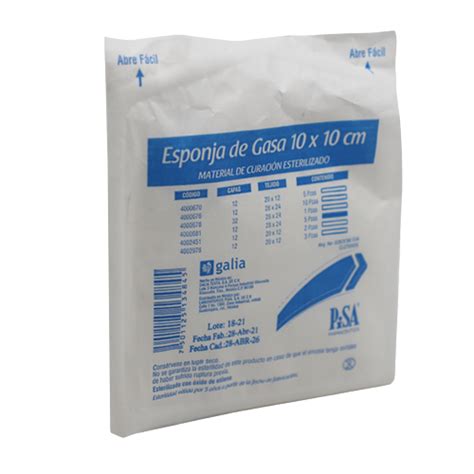 ESPONJA DE GASA ESTÉRIL 10X10CM C 5 20X12 PISA 4000670 PRO Médicos