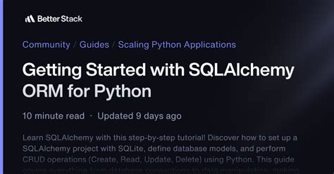 Getting Started With Sqlalchemy Orm For Python Better Stack Community