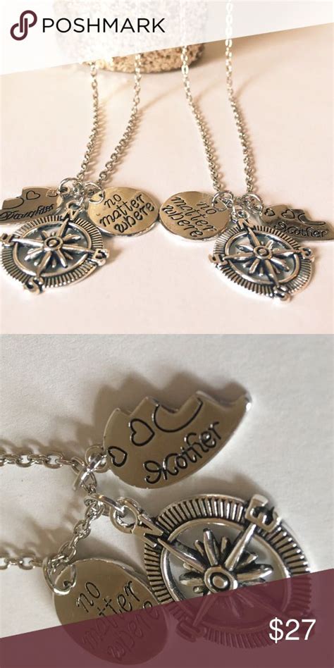 Mother Daughter Compass Friendship Necklace Set Friendship Necklaces