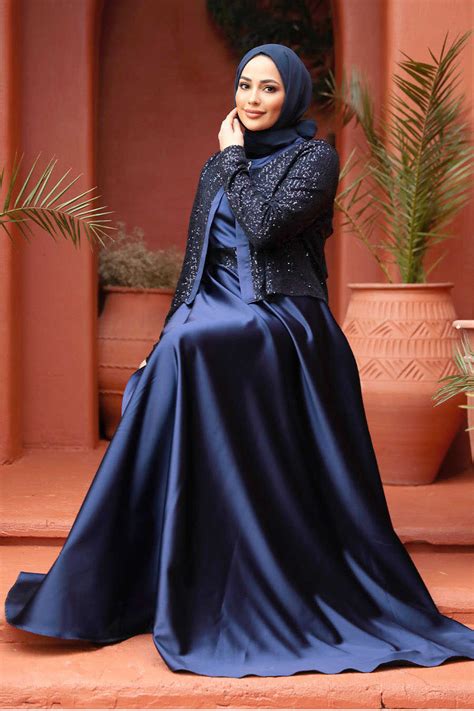 Modest Navy Blue Plus Size Evening Gowns 25881l Neva