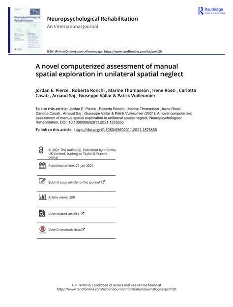 Pdf A Novel Computerized Assessment Of Manual Spatial Exploration In