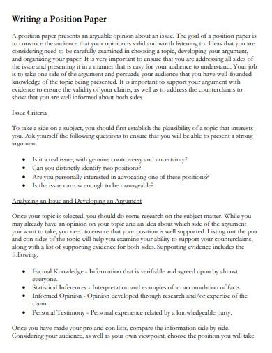 20 Position Paper Examples To Download