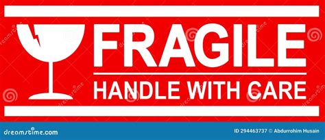 Sticker Fragile Handle With Care Red Fragile Warning Label Cartoon