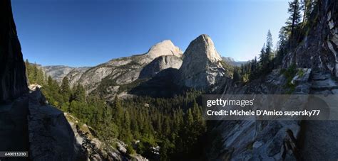 Slender Granite Domes And Vernal Falls In Yosemite National Park High