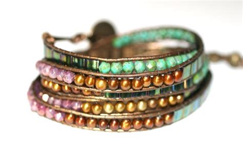 Freshwater Pearl And Multi Czech Glass Tila Beaded Five Wrap Handmade