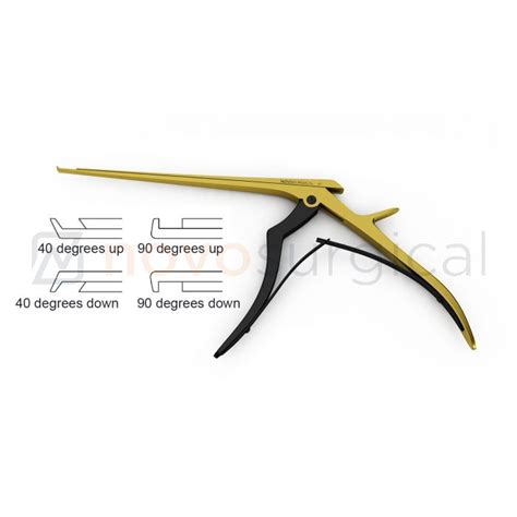 Bi Color Ceramic Cut Micro Kerrison Rongeur Thin Footplates Black Gold Titanium Nitride Coat