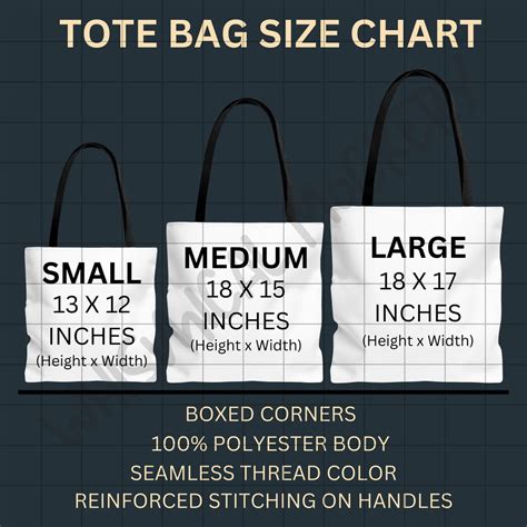 Black Handle Aop Tote Bag Digital Size Chart Elevate Your Listings