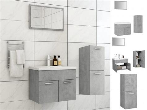 Vidaxl Badezimmer Set Badmöbel Set Betongrau Spanplatte Waschbecken