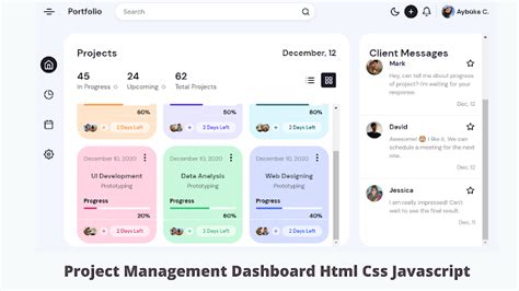 Project Management Dashboard Using Html Css Javascript